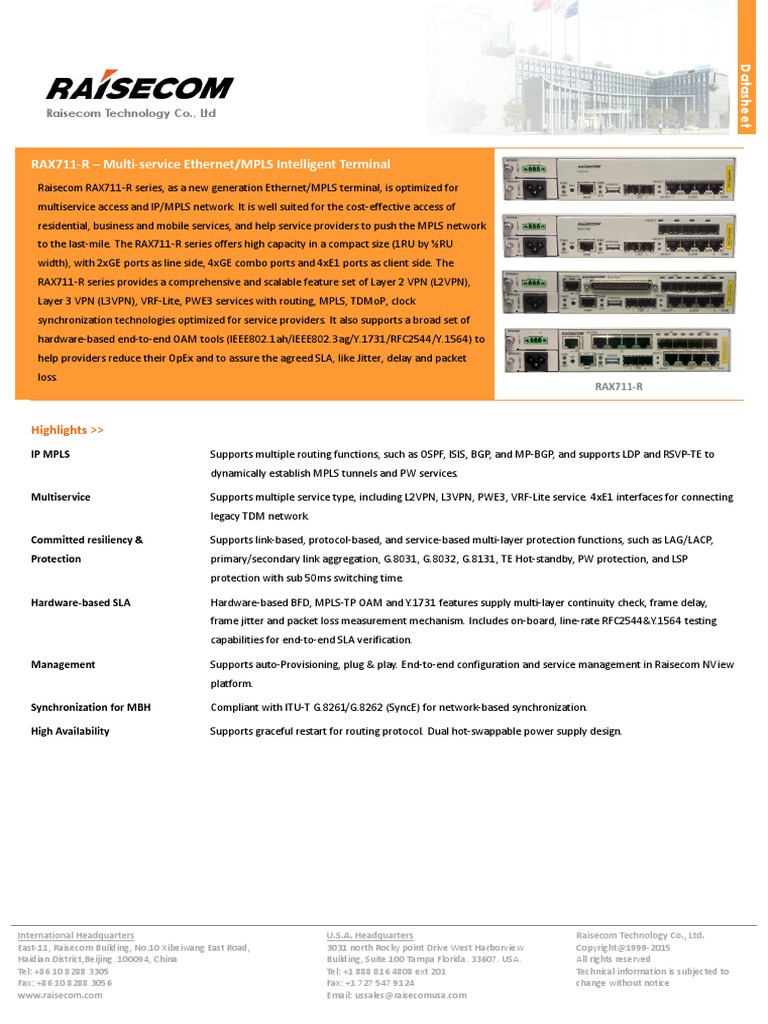 RAX711-R - Multi-Service Ethernet/MPLS Intelligent Terminal: Raisecom ...