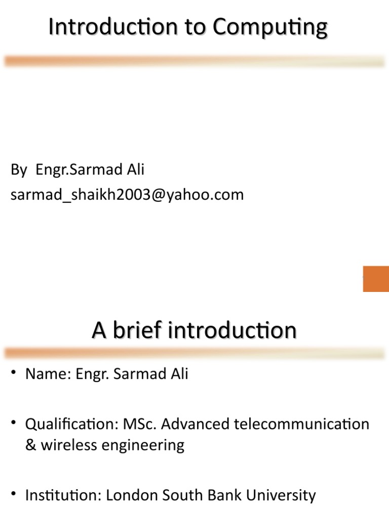Lec 01 Intro To Computers | PDF | Personal Computers | World Wide Web