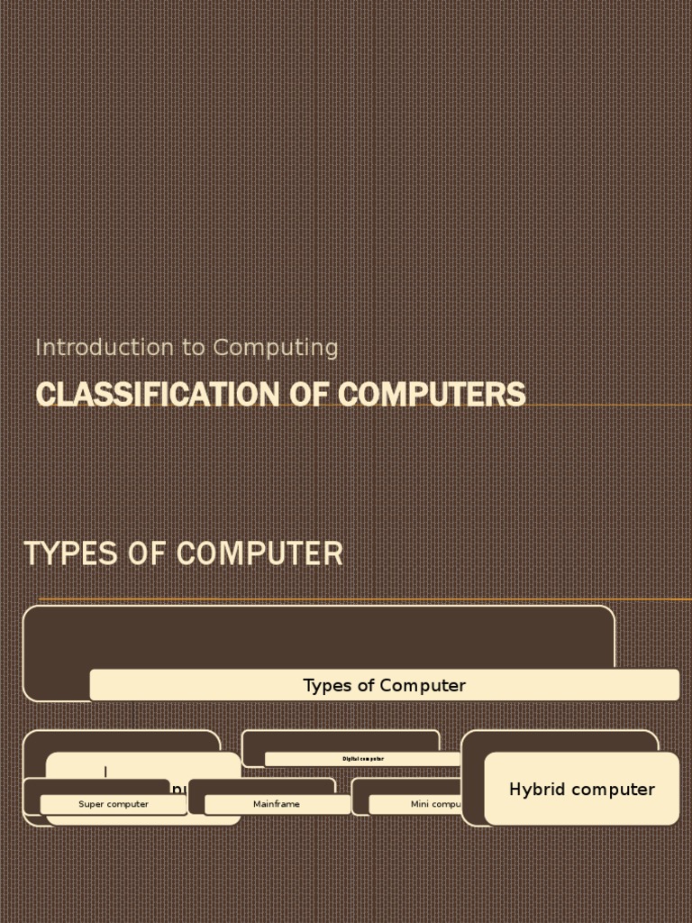 Classification of Computers: Introduction To Computing | PDF | Microcomputers | Integrated Circuit