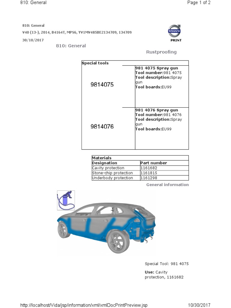 810: General Rustproofing: Special Tools 981 4075 Spray Gun Tool Number:981 4075 Tool ...