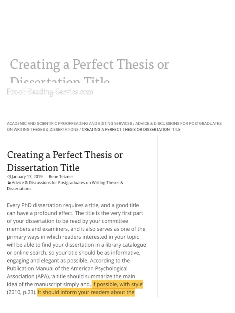 Creating A Perfect Dissertation or Thesis Title - Academic Writing Help ...