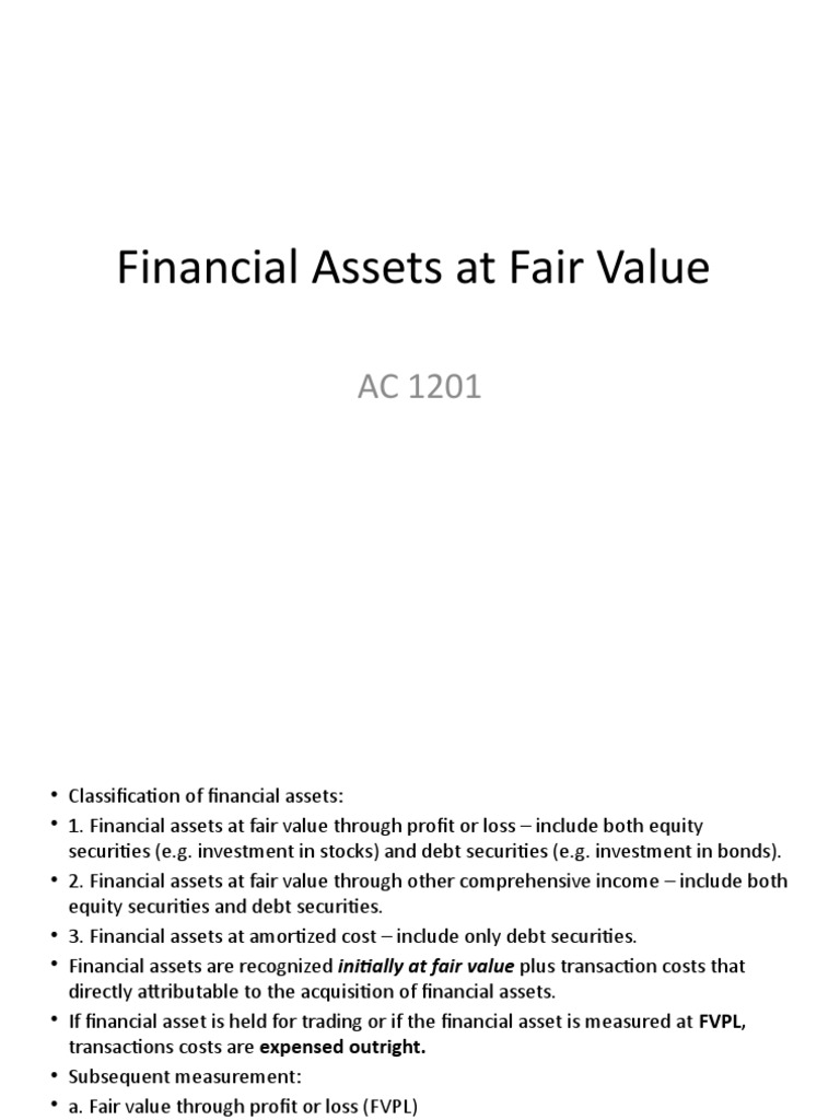 Financial Assets at Fair Value Overview | PDF | Mark To Market ...