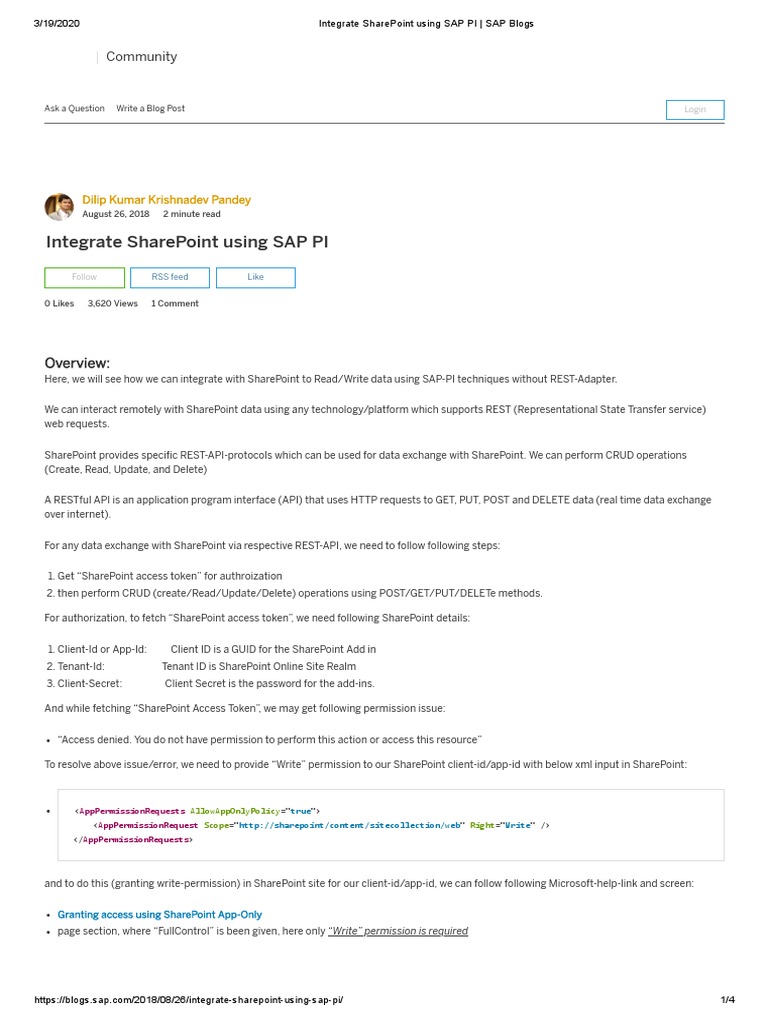 Integrate SharePoint Using SAP PI - SAP Blogs | PDF | Representational State Transfer ...