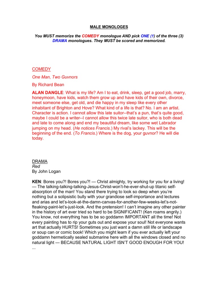 MALE Monologues | PDF