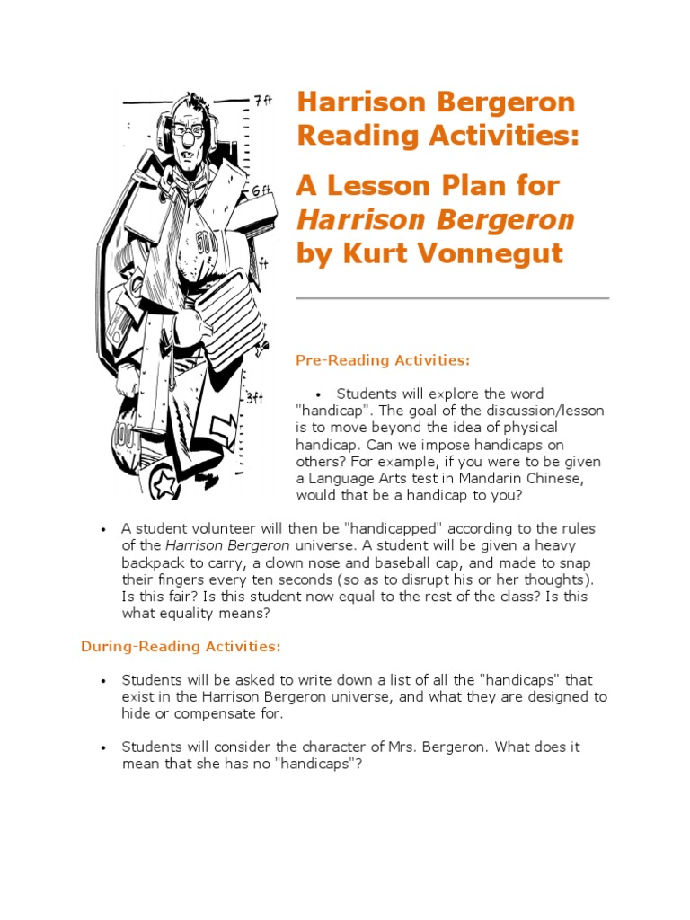 Harrison Bergeron Reading Activities: A Lesson Plan For by Kurt ...