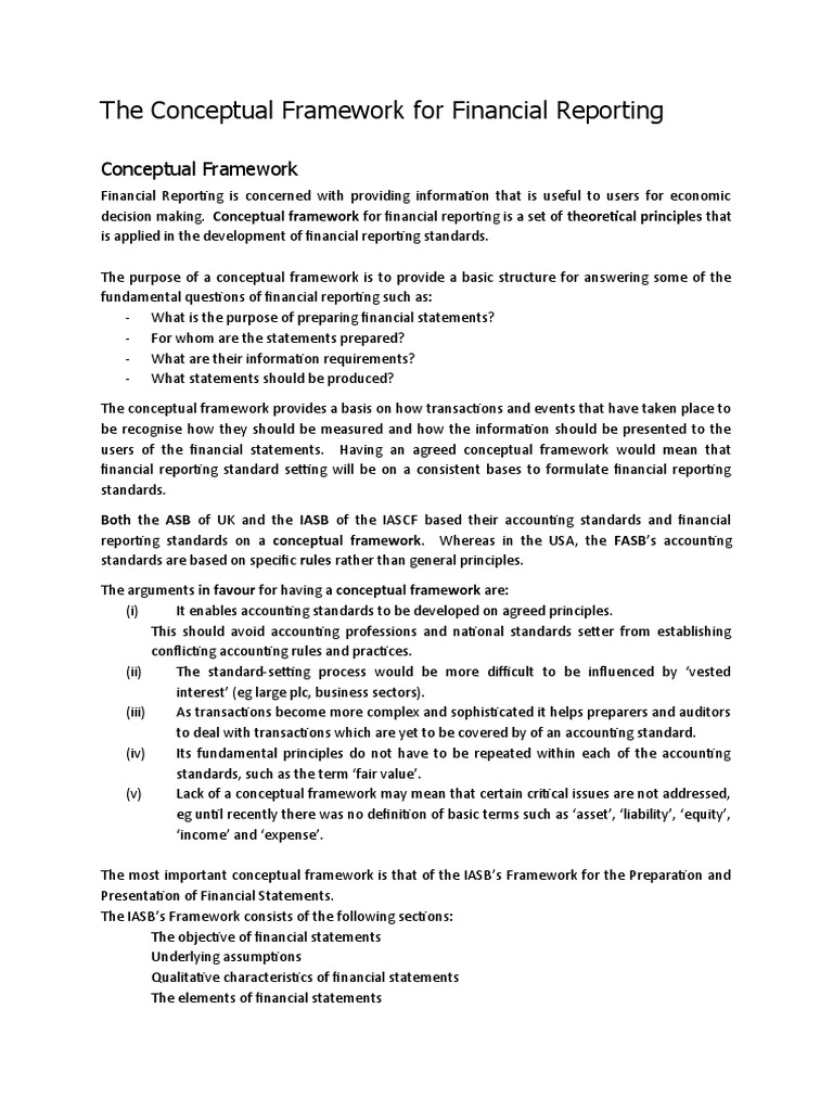 The Conceptual Framework For Financial Reporting | PDF | Companies ...