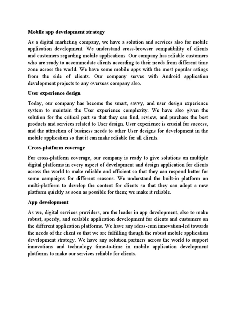 Mobile App Development Strategy | PDF | Cross Platform Software | Mobile App