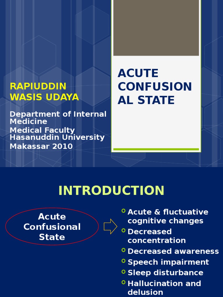 Acute Confusional State Overview | PDF | Human Diseases And Disorders ...