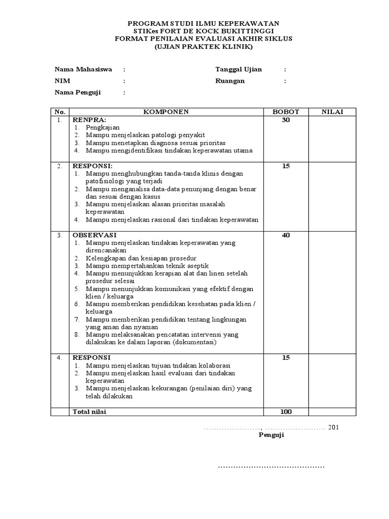 Format Penilaian Ujian Profesi | PDF