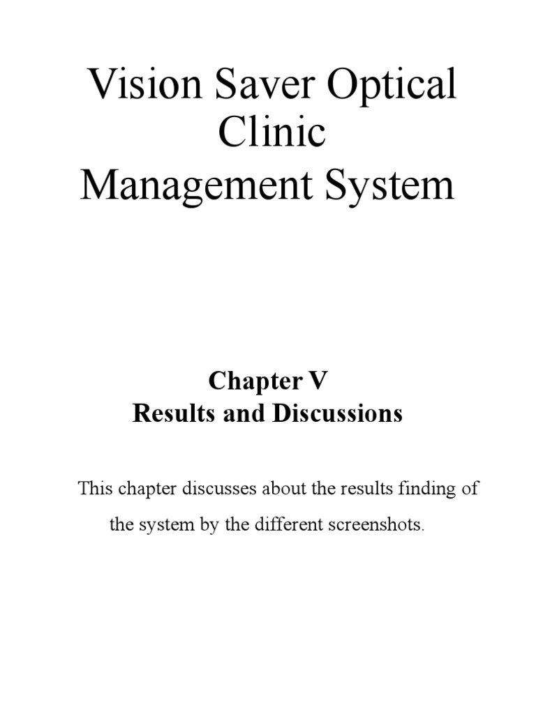 Vision Saver Optical Clinic System Overview | PDF | Reliability ...