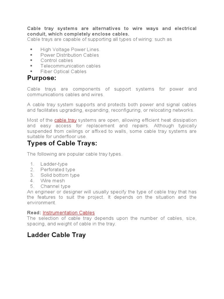 Cable Tray Systems | PDF | Cable Television | Electrical Wiring
