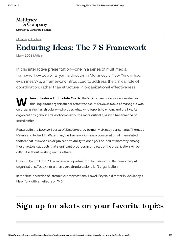 Enduring Ideas - The 7-S Framework - McKinsey PDF | Download Free PDF ...