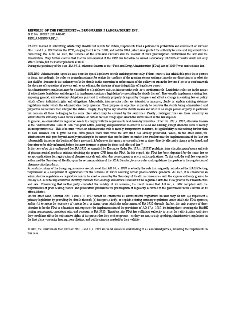 REPUBLIC OF THE PHILIPPINES vs. DRUGMAKER'S LABORATORIES, INC. | PDF ...