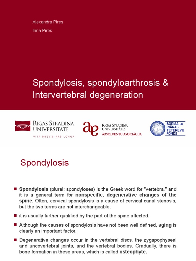 Understanding Spondylosis and Intervertebral Degeneration | PDF ...