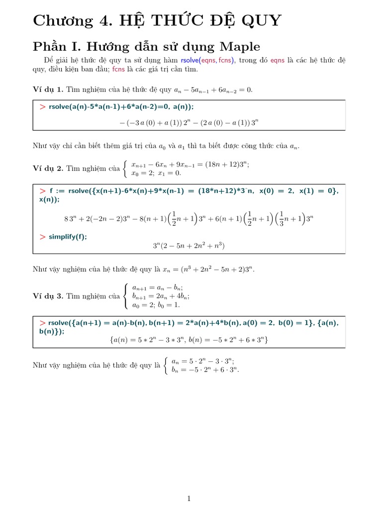 BT - Chuong 4 - He Thuc de Quy PDF | PDF