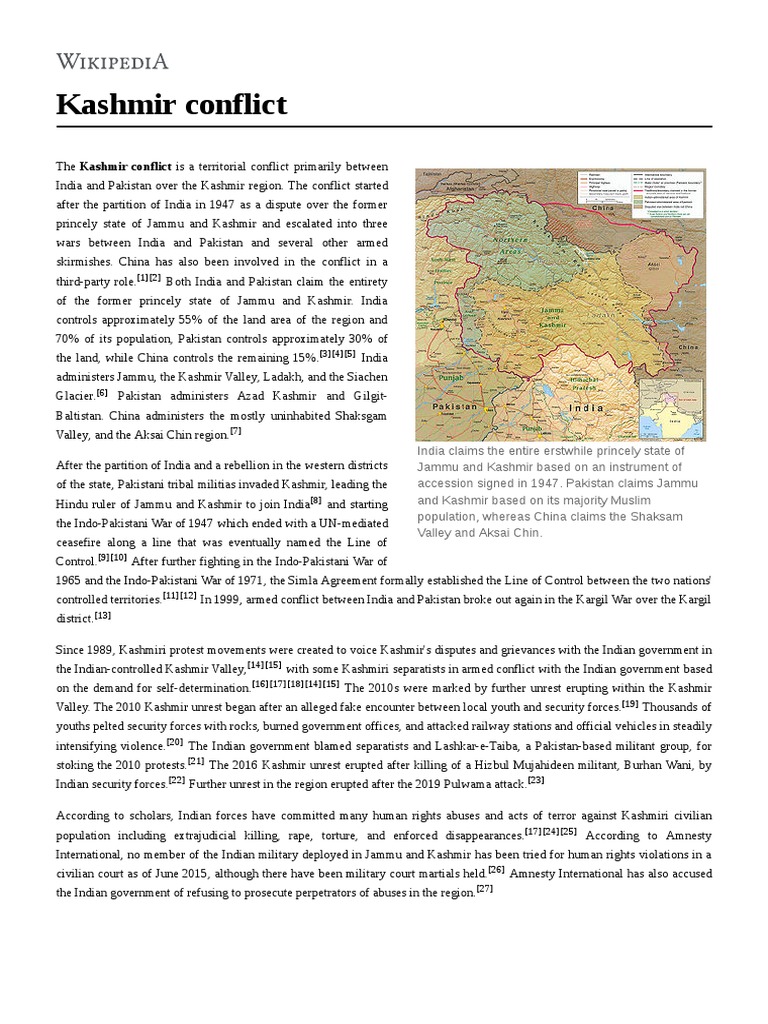 Kashmir Conflict PDF | PDF | Kashmir | Politics Of India
