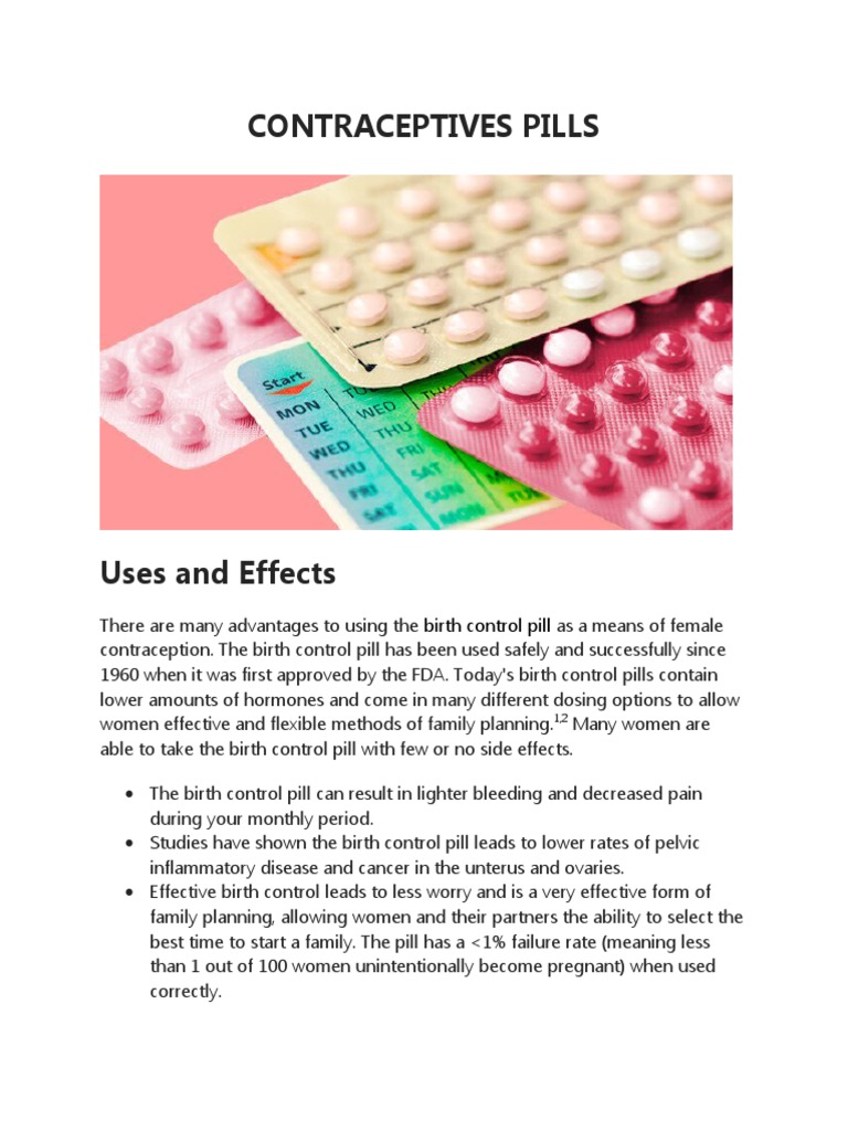 Contraceptives Pills: Birth Control Pill | PDF | Combined Oral ...