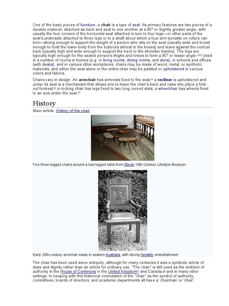 History: Furniture Seat | PDF | Chair | Interior Design