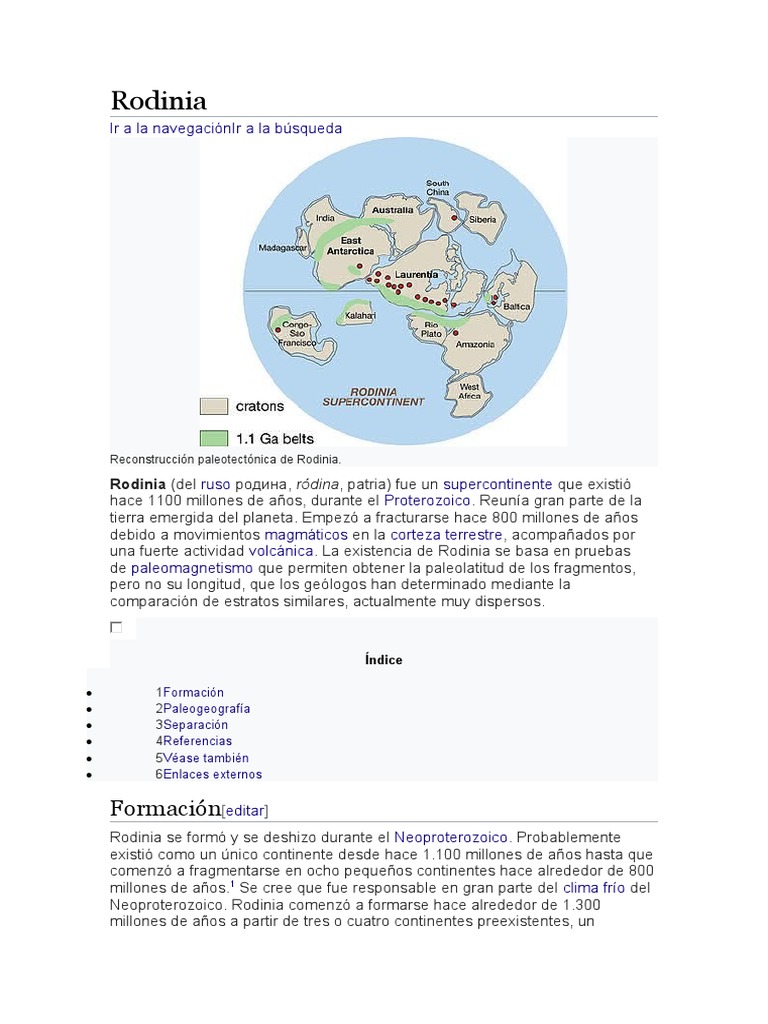 Supercontinente Rodinia: Formación y Separación | PDF | Geología ...