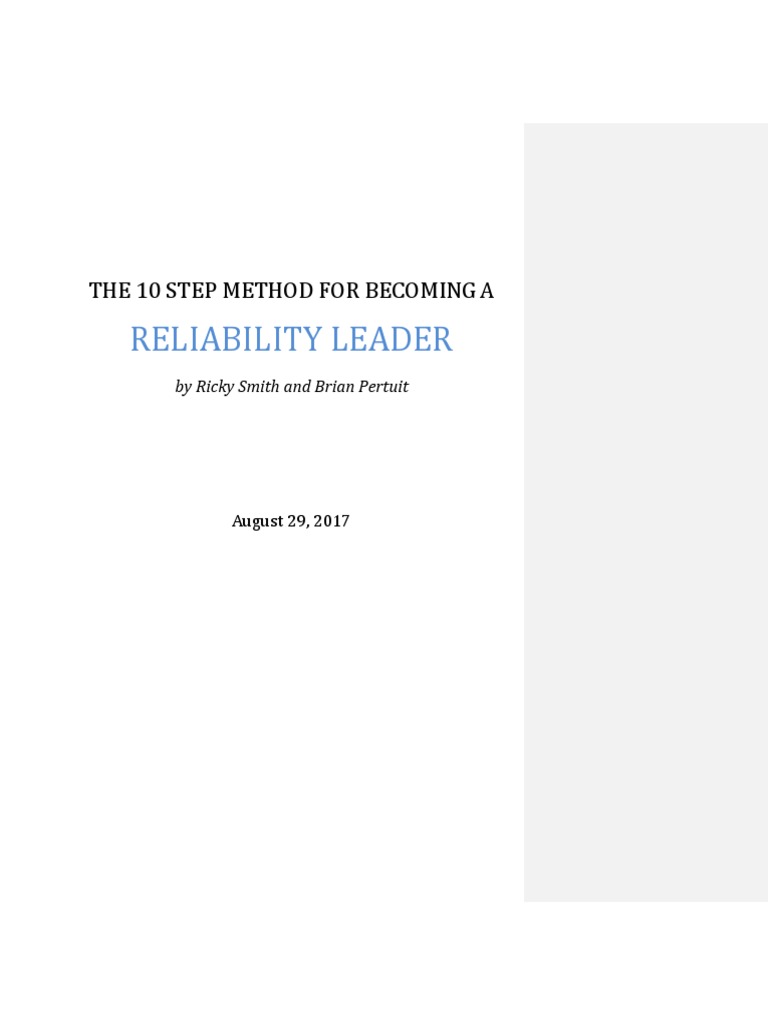 10 Steps To Becoming A RELIABILITY LEADER - 8-29 | PDF | Reliability ...