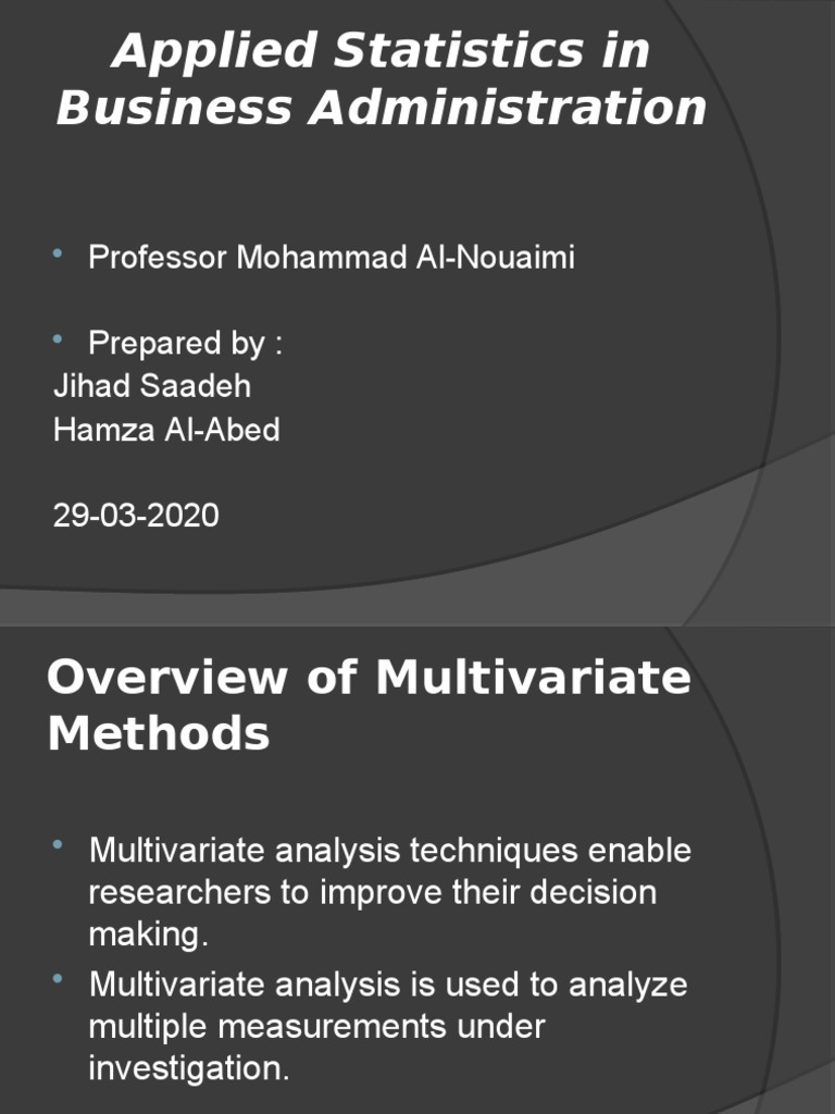 Overview of Multivariate Methods | PDF | Type I And Type Ii Errors ...