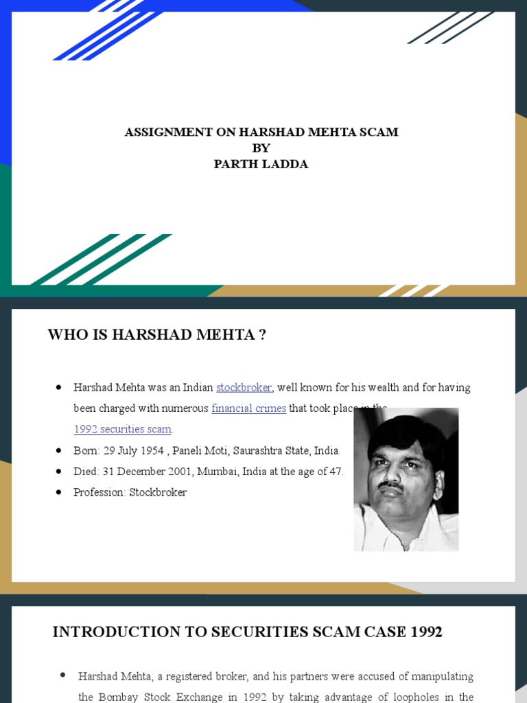 Assignment On Harshad Mehta Scam BY Parth Ladda | PDF | Economies ...