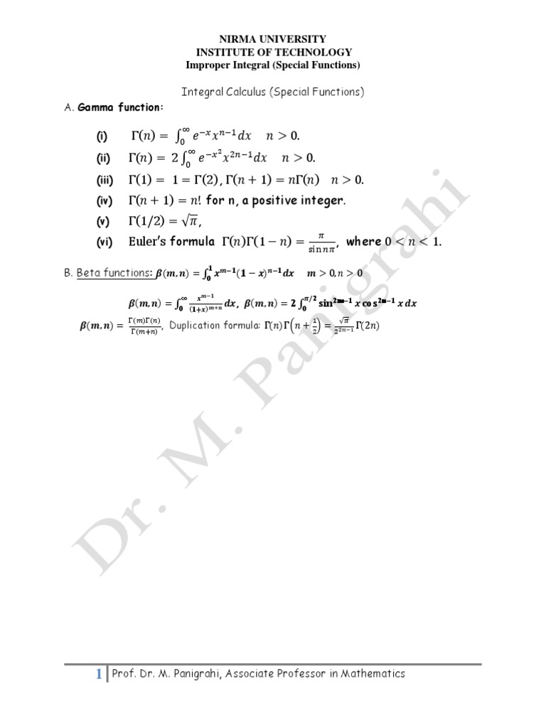 Beta Gamma Function Unit I | PDF | Integral | Trigonometric Functions