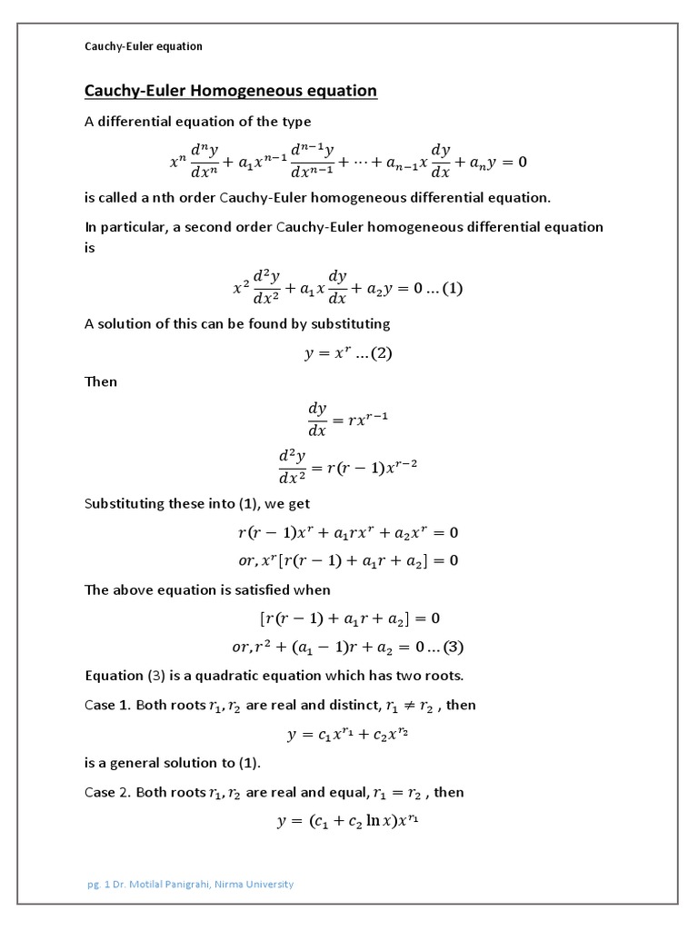 Cauchy Euler Differential Equation | PDF | Rates | Subtraction Cauchy Euler Differential Equation | PDF | Rates | Subtraction