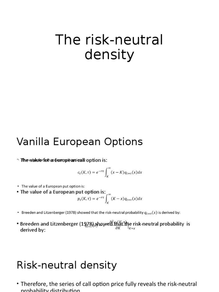 Risk Neutral Density Lecture | PDF | Finance & Money Management | Computers
