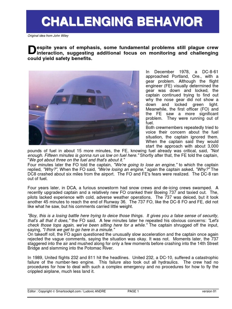 Challenging Behavior | PDF | Aeronautics | Aviation Accidents And Incidents