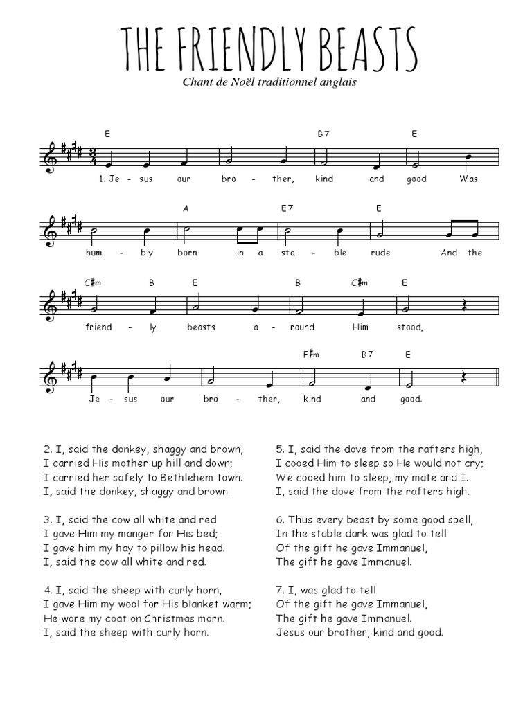 Traditionnel - The Friendly Beasts | PDF