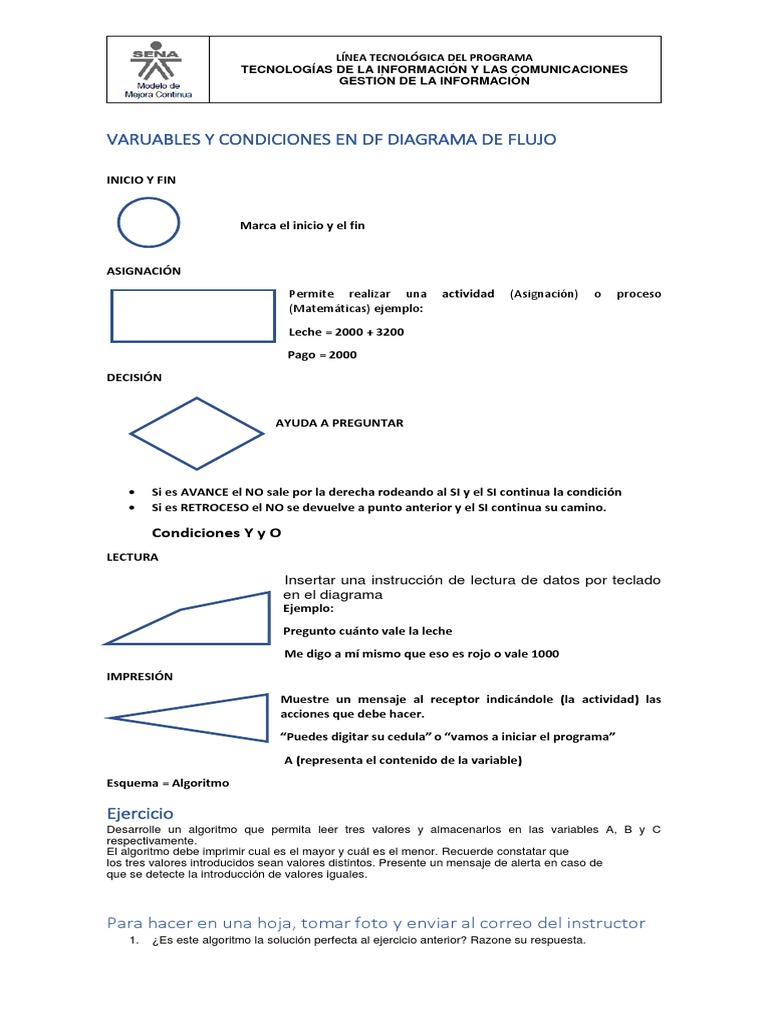 Variables en DF Diagrama de Flujo | PDF | Algoritmos | Variable (informática)