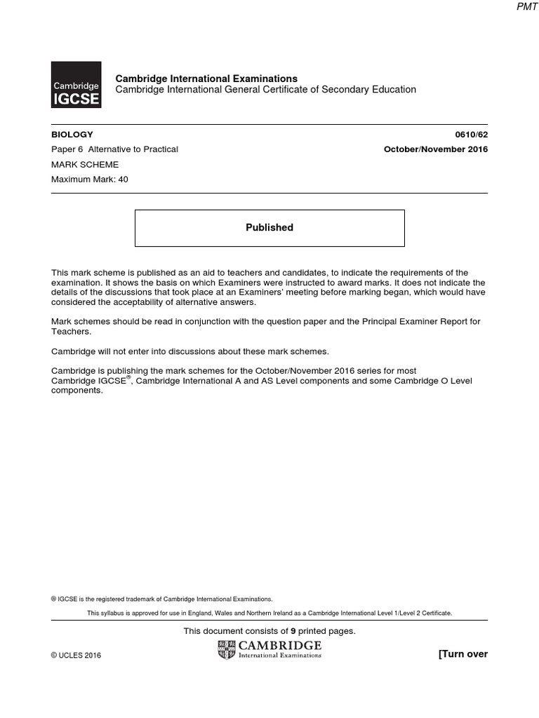 November 2016 (v2) MS - Paper 6 CIE Biology IGCSE PDF | PDF | Nature