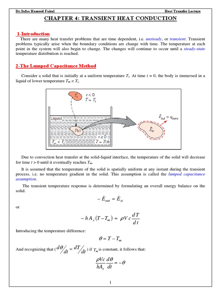 Analysis of Transient Heat Conduction Through Solids Using the Lumped ...