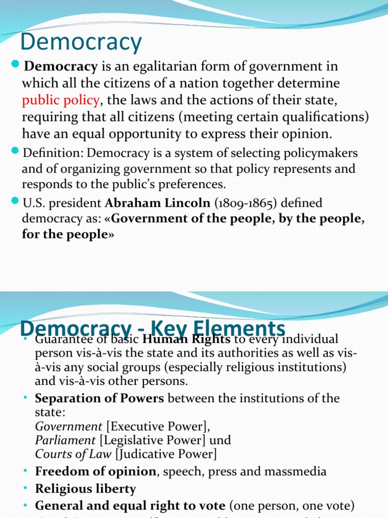 Democracy: Democracy Is An Egalitarian Form of Government in | PDF ...