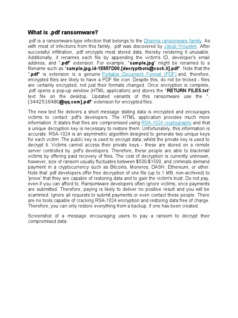 What Is Pdf Ransomware Dharma Ransomware Family Jakub Kroustek Pdf