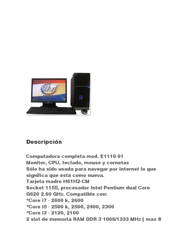 Descripción VIT Desktop E1110-01 | PDF