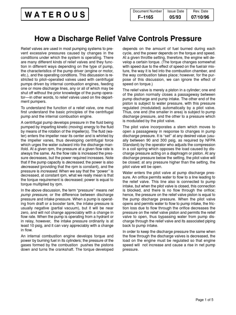 How A Discharge Relief Valve Controls Pressure | PDF | Valve | Pump