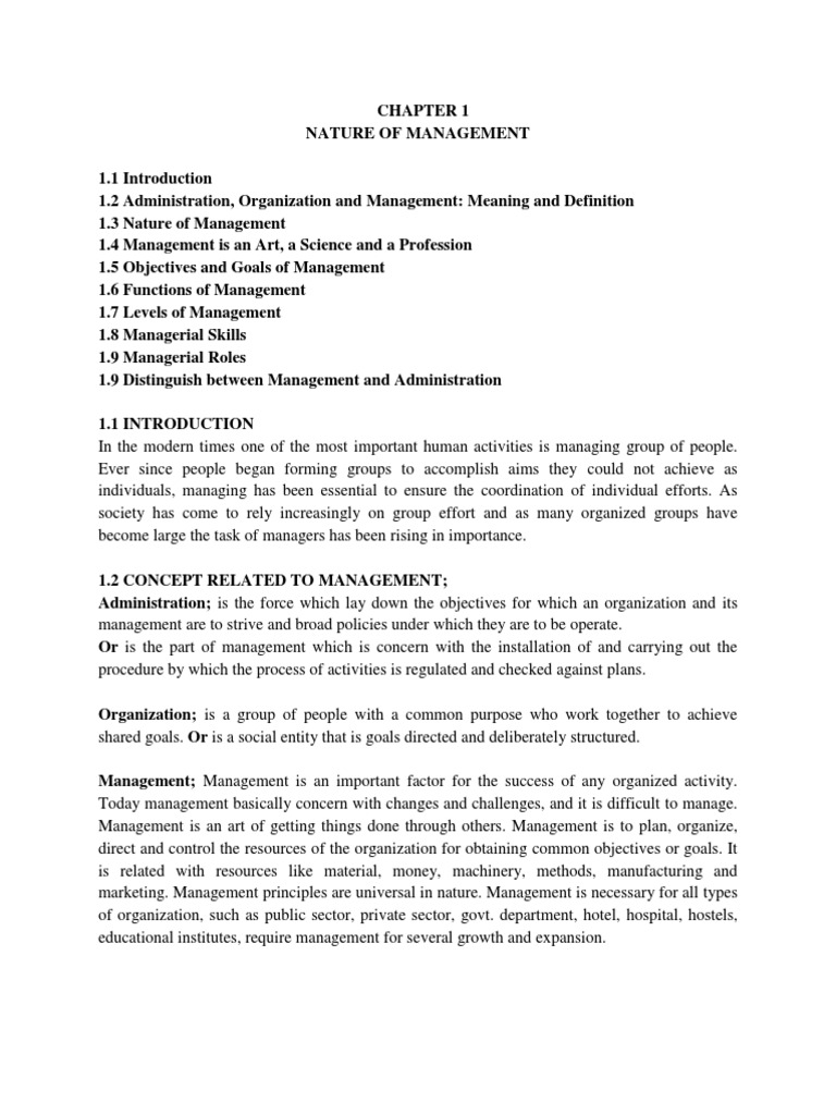 Nature of Management | PDF | Leadership | Goal