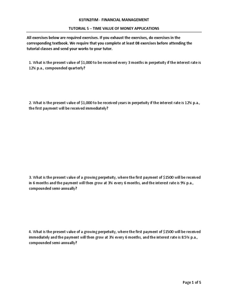 Tutorial 5 TVM Application - SV | PDF | Present Value | Interest