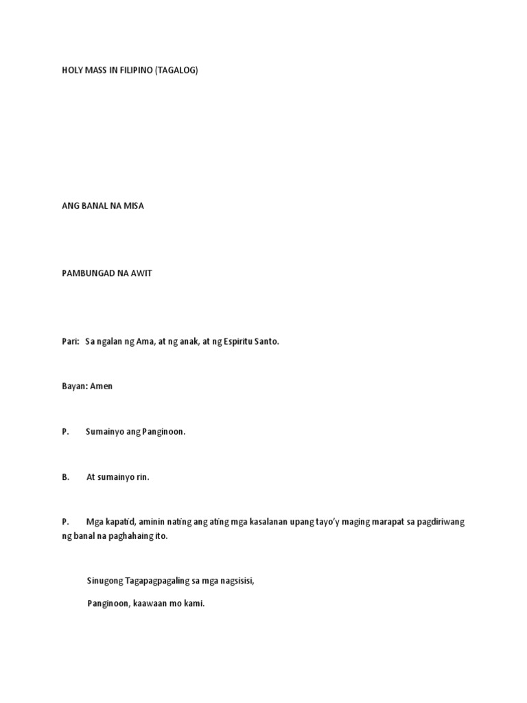 Holy Mass in Filipino | PDF