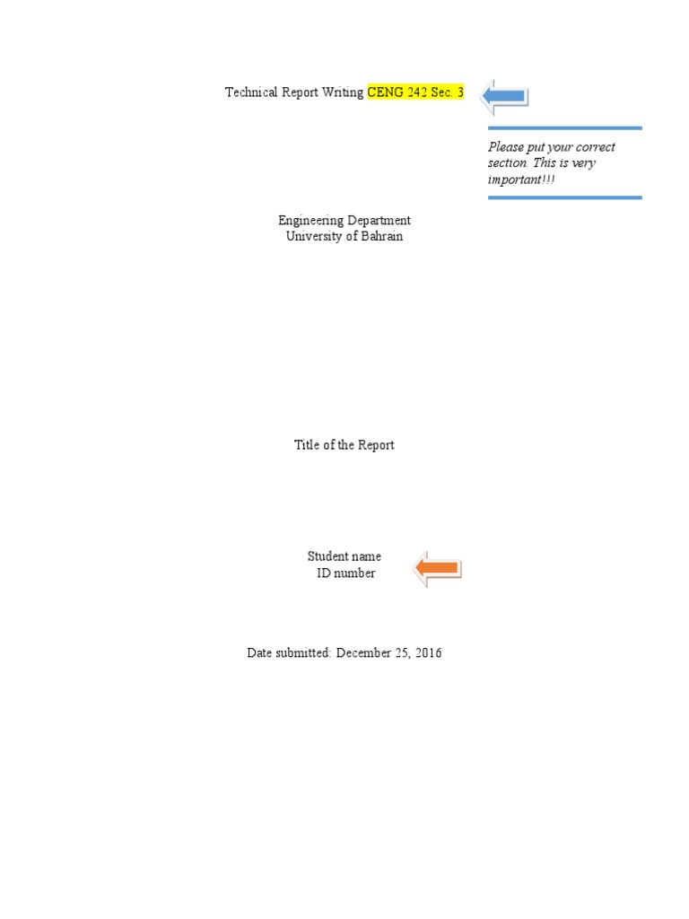 Technical Report Writing CENG 242 Sec. 3: Please Put Your Correct ...