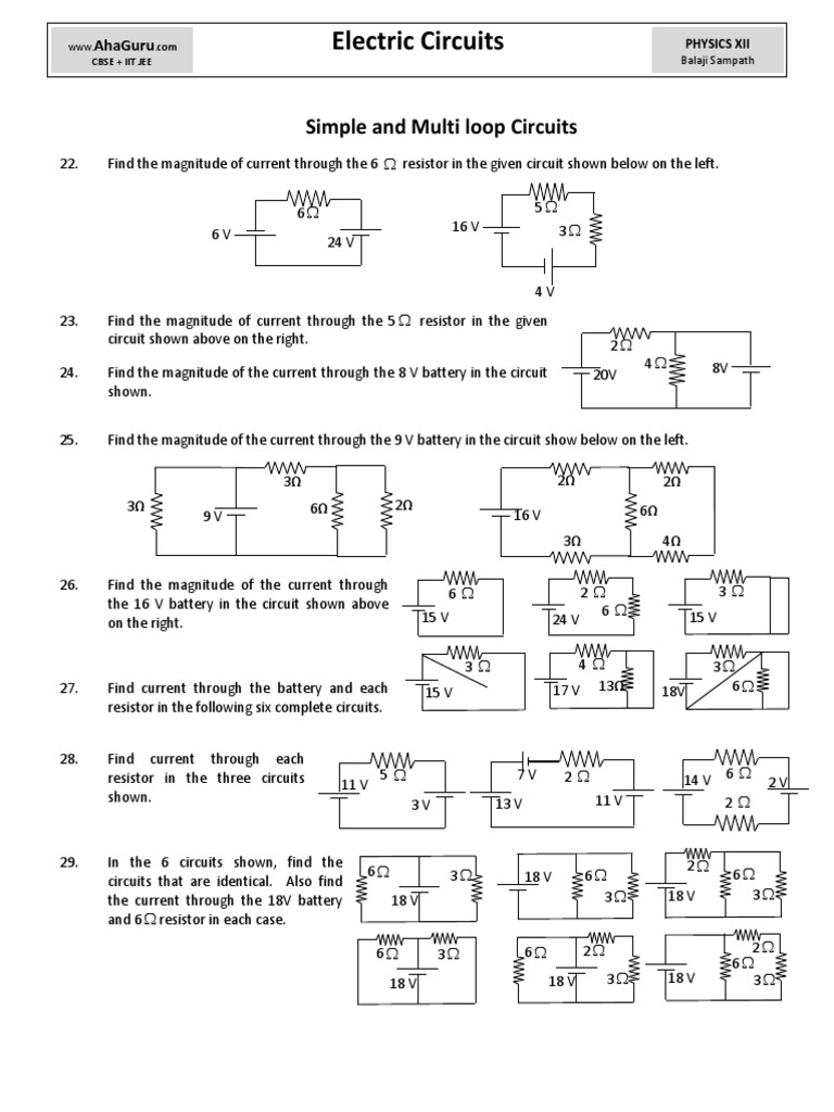 STD 12 Electric Circuits Worksheets Part 2 (Simple and Multi Loop Circuits) - 1587984854220 ...
