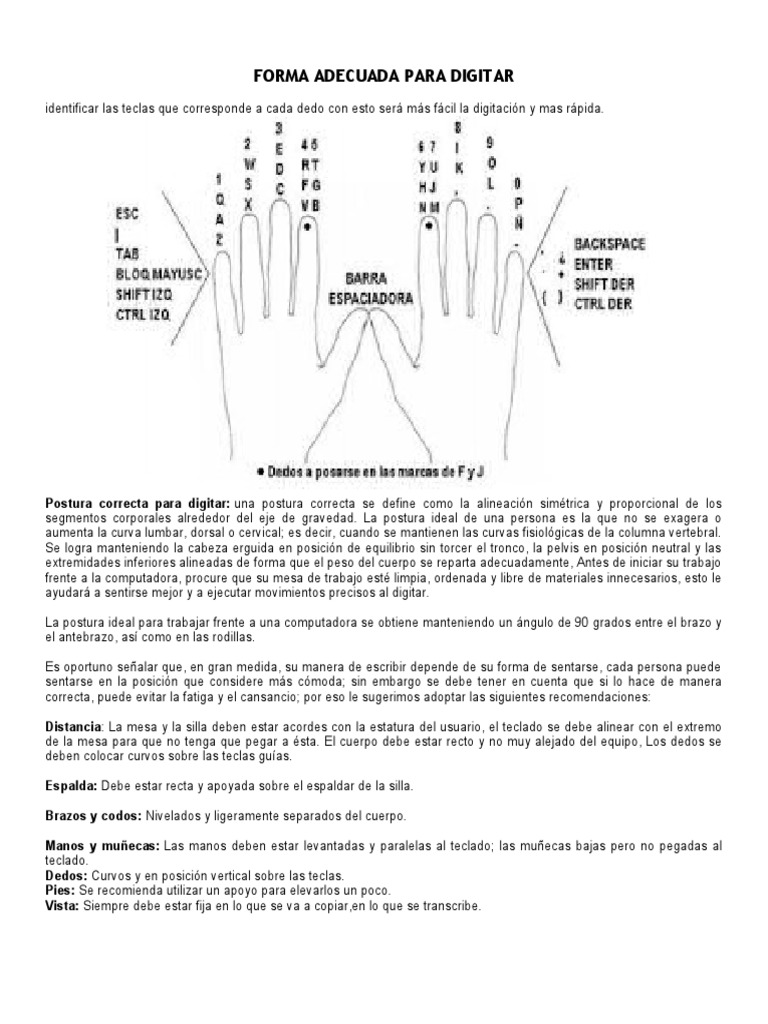 Teclas Que Maneja Cada Dedo | PDF