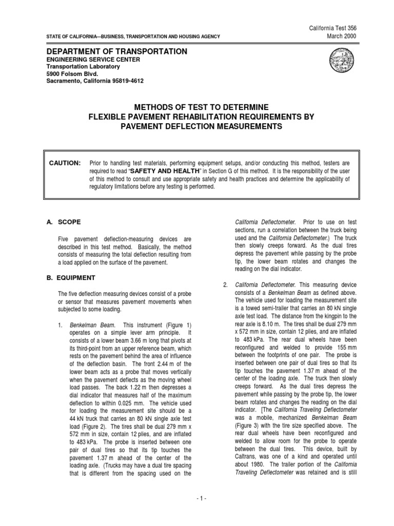 Methods of Test To Determine Flexible Pavement Rehabilitation ...