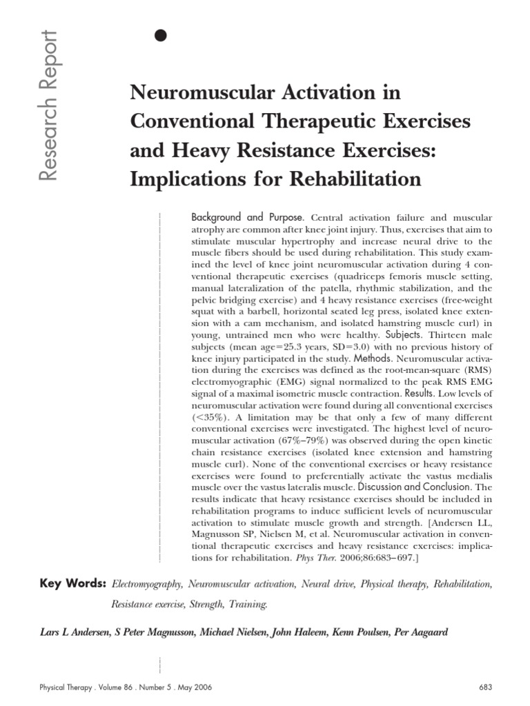 Neuromuscular Activation in Conventional Therapeutic Exercises and ...