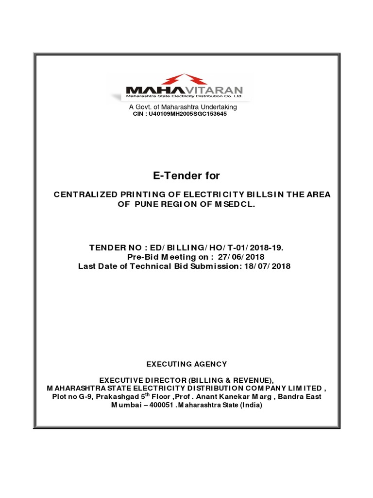 New Pune Region Bill Printing Tender Doc On 12 06 18 PDF | PDF ...