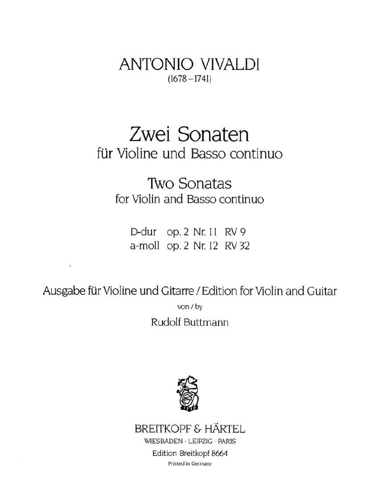 Vivaldi - 2 Sonatas para Guitarra y Violin Nº 11 y 12 - Arr. Rudolf ...