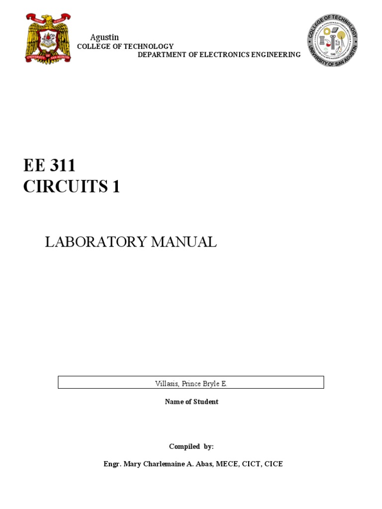Abas - Ee311 Circuits Laboratory Manual | Download Free PDF | Resistor | Series And Parallel ...