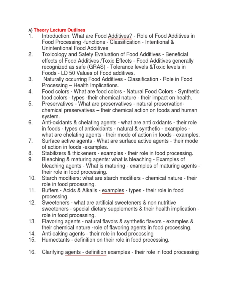 Food Additives | PDF | Antioxidant | Foods